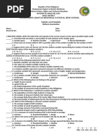 Midterm Exam in Statistics and Probability (Grade 11) | PDF | Variance | Mean