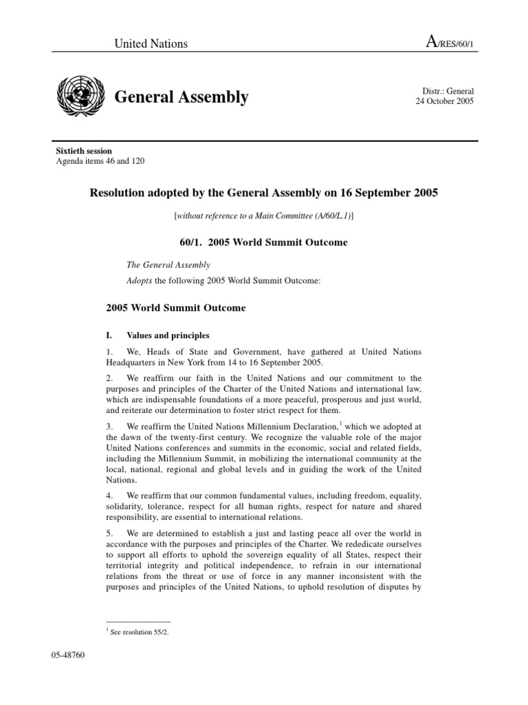 2005 World Summit Outcome Resolution | PDF | Economic Development ...