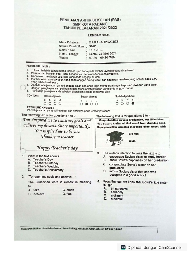 PAS Bahasa Inggris Kelas IX | PDF