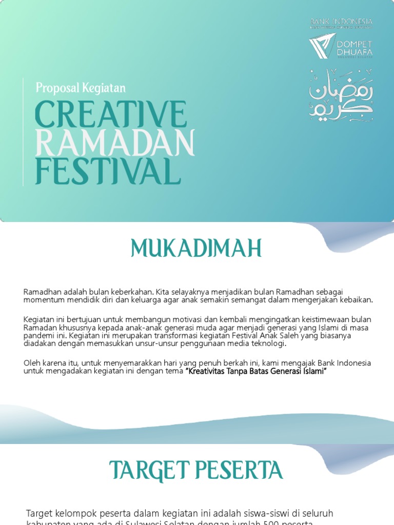 Proposal Ramadan Creative Festival Bank Indonesia PDF | PDF