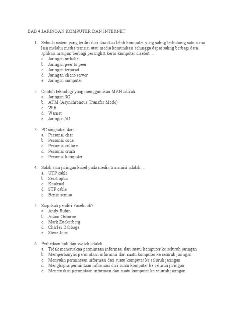 KUMPULAN SOAL INFORMATIKA SEMESTER GENAP Kelas X | PDF