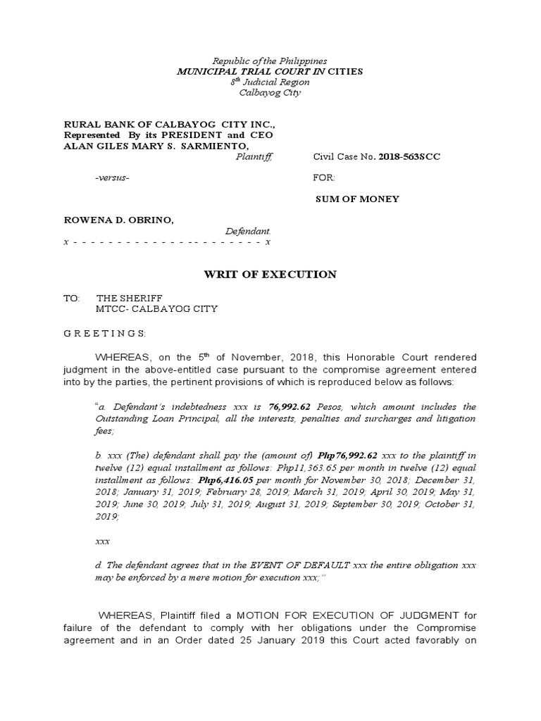 Republic of The Philippines-Rowena D. Obreno | PDF | Lawsuit | Common Law