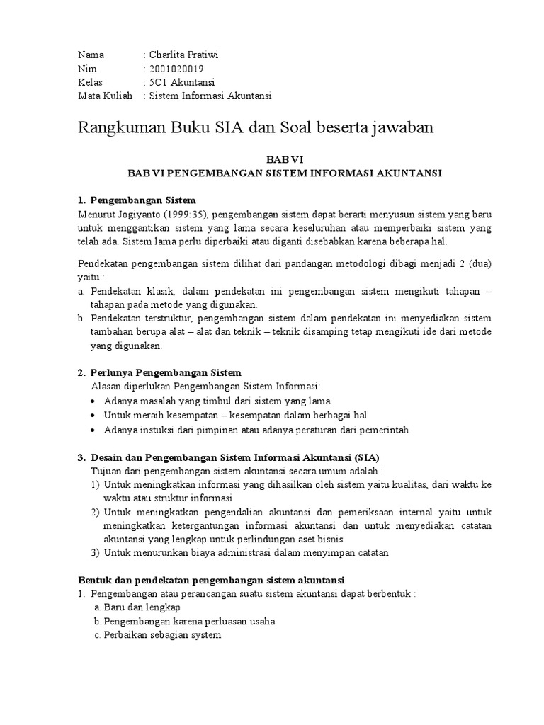 Rangkuman Buku Sia Bab 6 Charlita Pratiwi | PDF