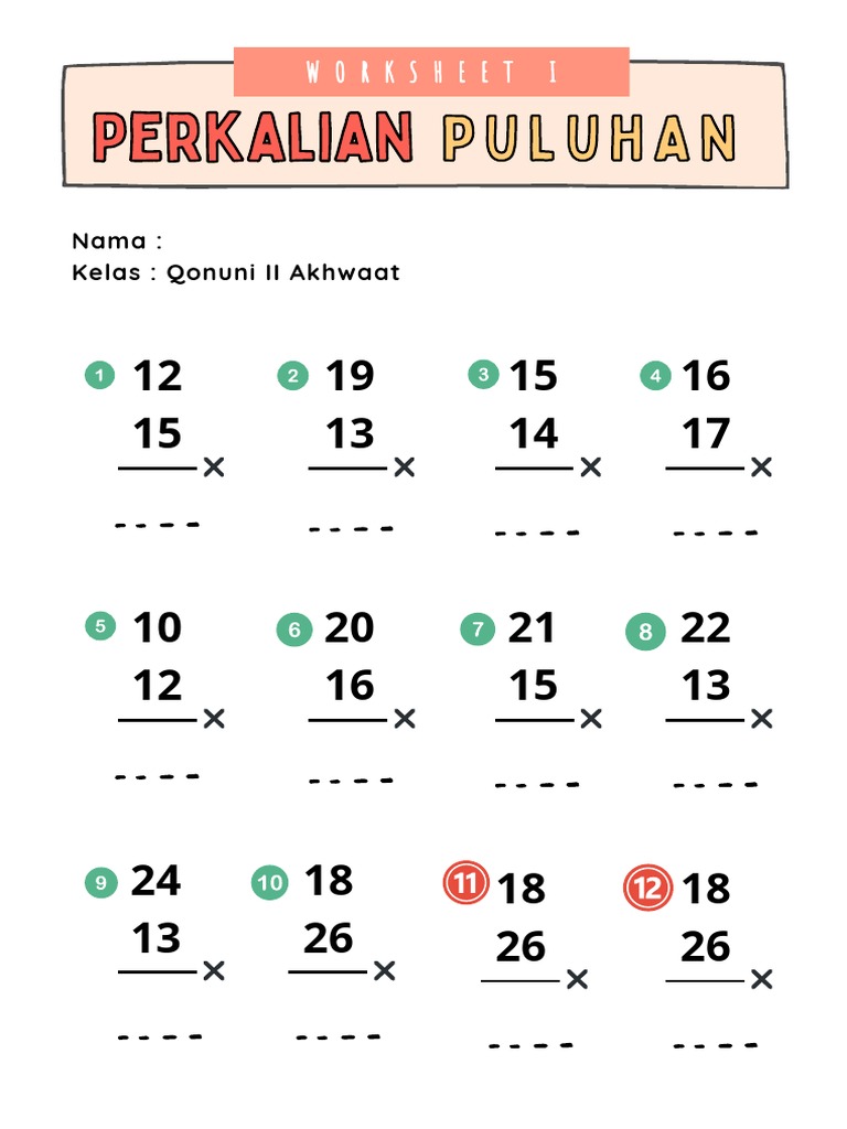 Worksheet Perkalian Puluhan PDF | PDF