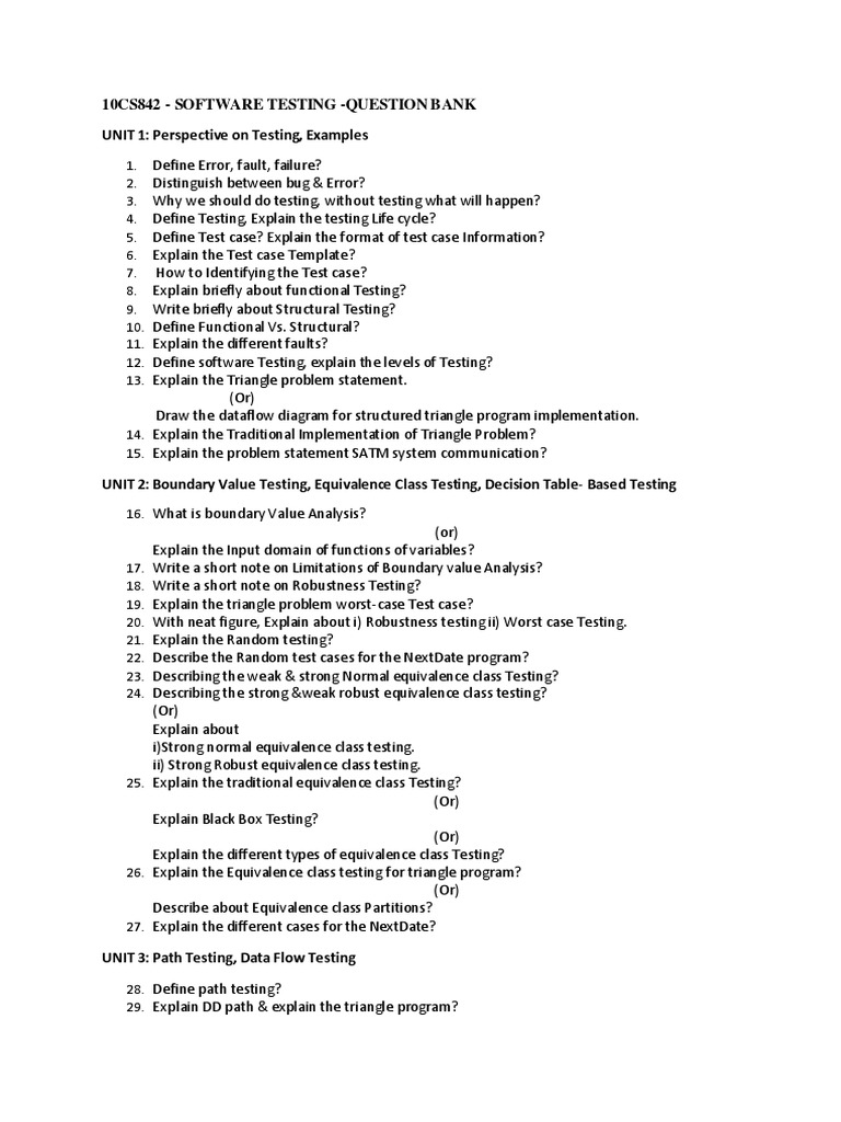 SoftwareTesting QB | PDF | Software Testing | Software Quality SoftwareTesting QB | PDF | Software Testing | Software Quality