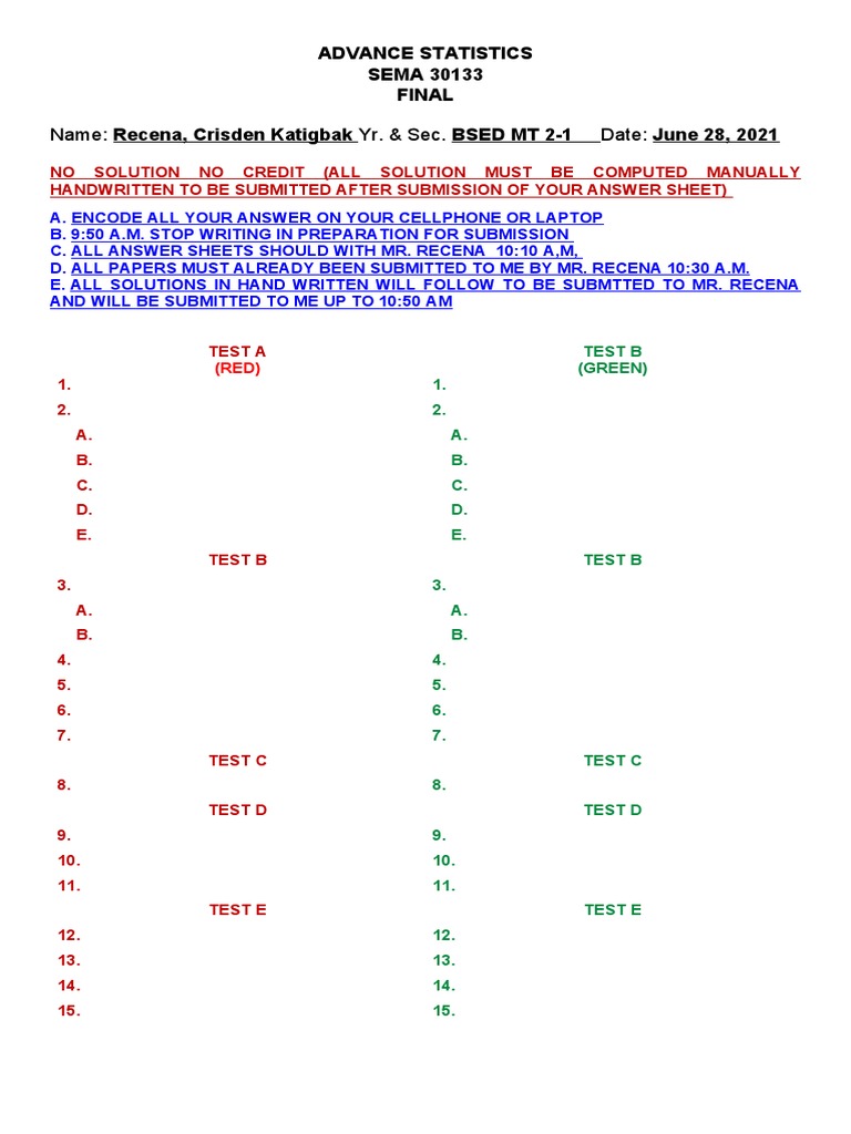 Advance Statistics | PDF