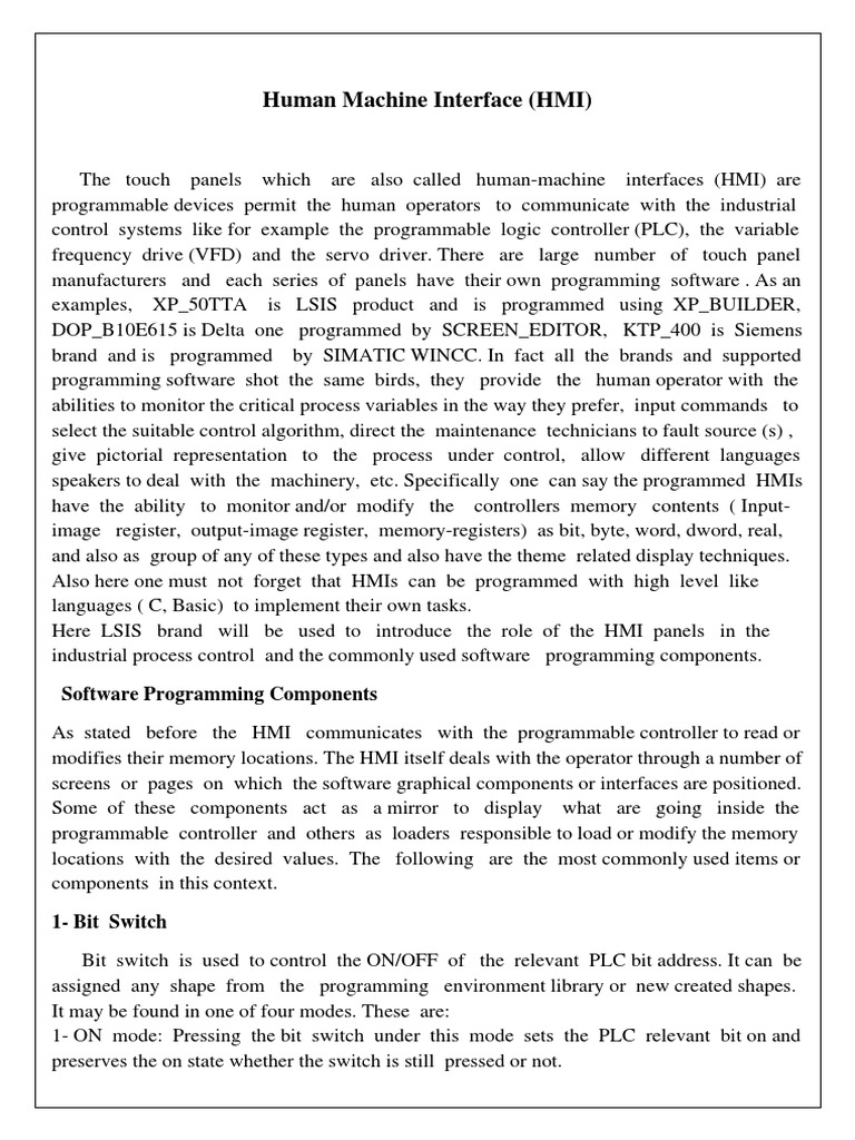 Human Machine Interface (HMI) : Software Programming Components | PDF | Programmable Logic ...