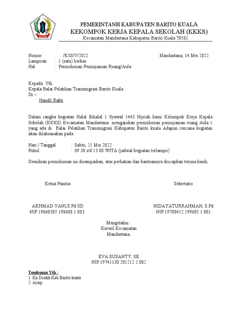 Surat Izin Peminjaman Gedung | PDF