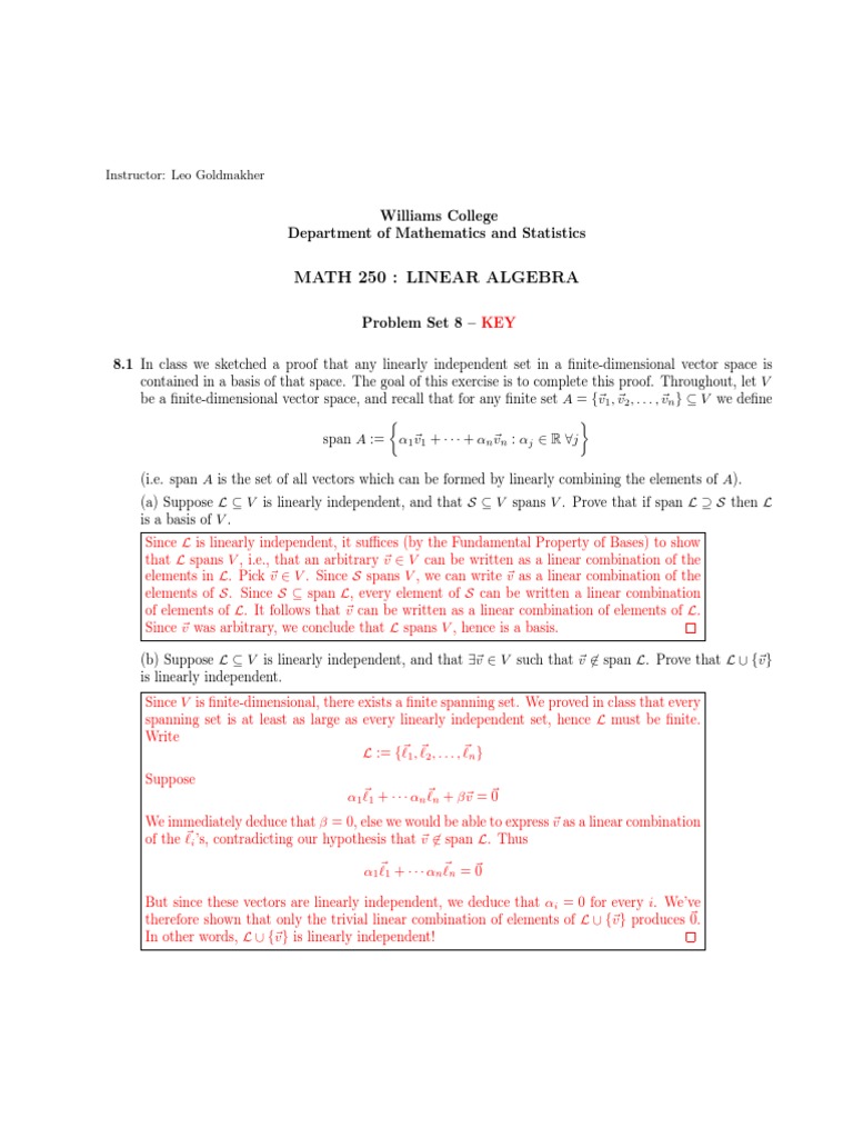 Spanning and Linear Independence | PDF | Basis (Linear Algebra) | Linear Map