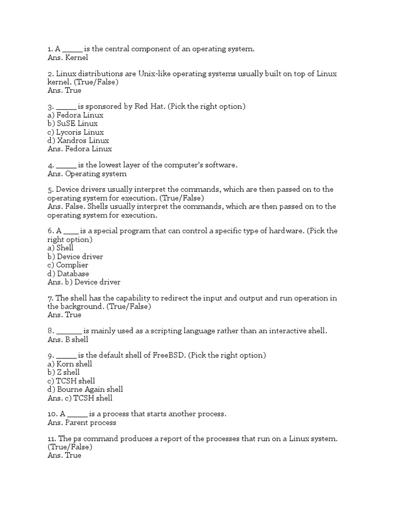 Linux MCQ | PDF | Shell (Computing) | Linux