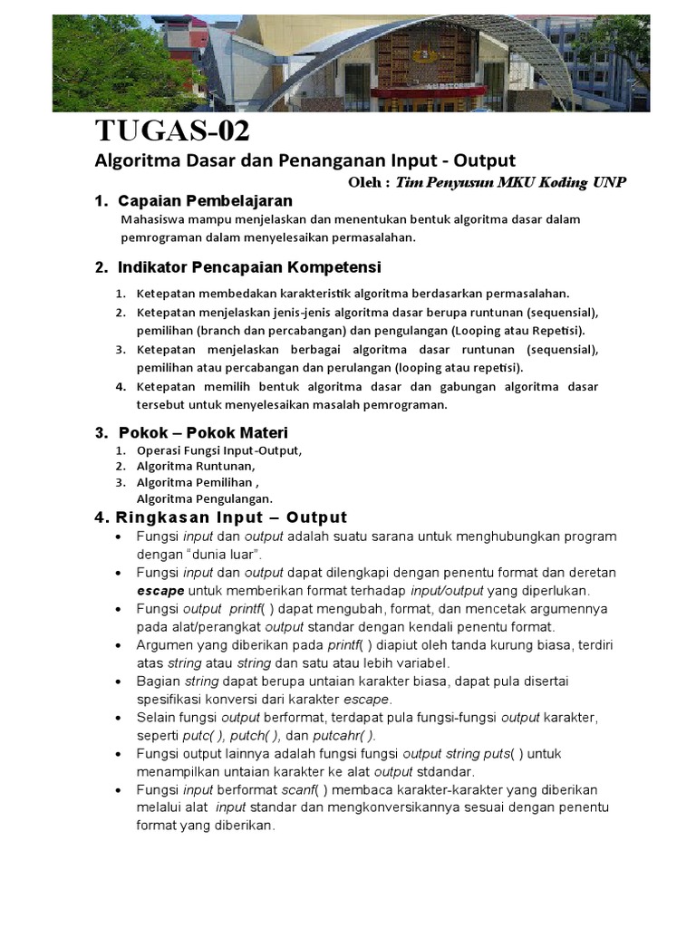 TUGAS 02 - AlgoDasar InputOutput | PDF | Teknologi & Rekayasa