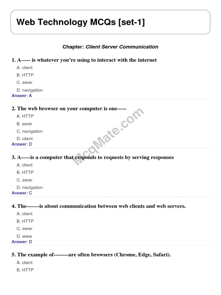 Web Technology Solved MCQs | PDF
