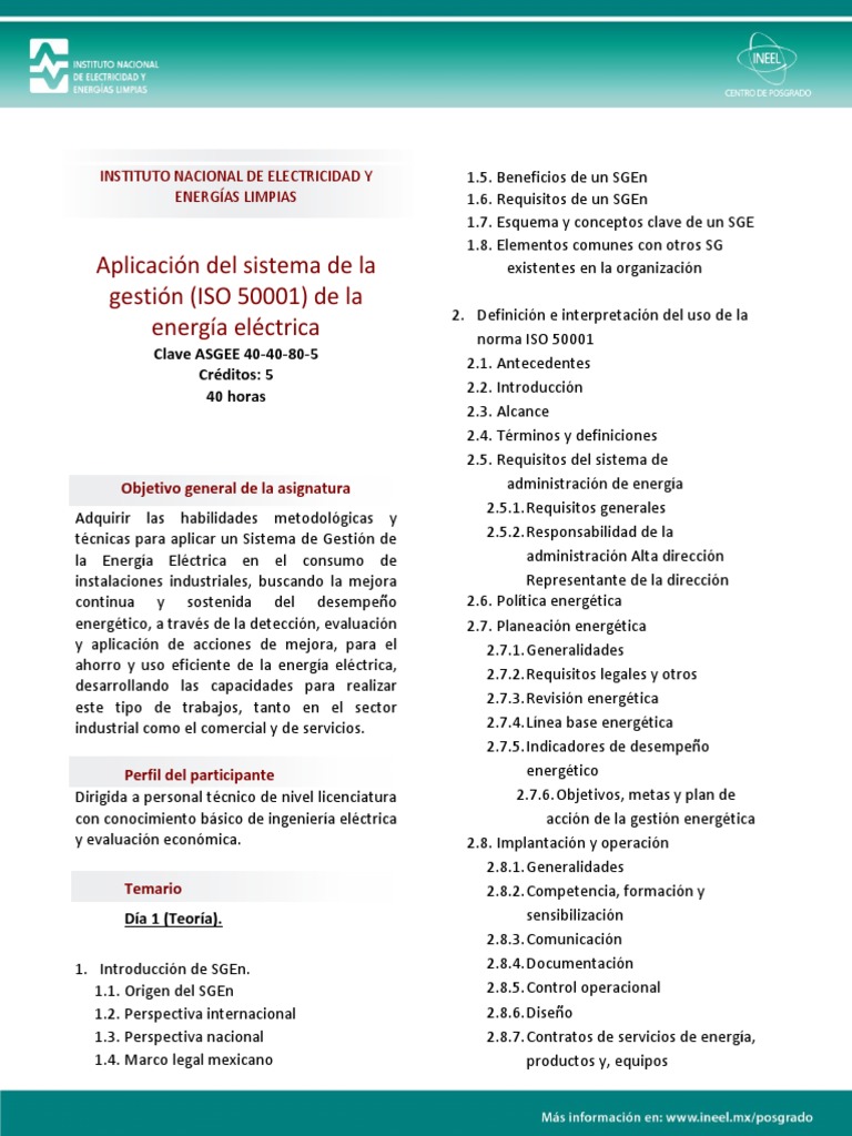 Aplicación Del Sistema de Gestión de La Energía Eléctrica | PDF | Uso eficiente de energía ...