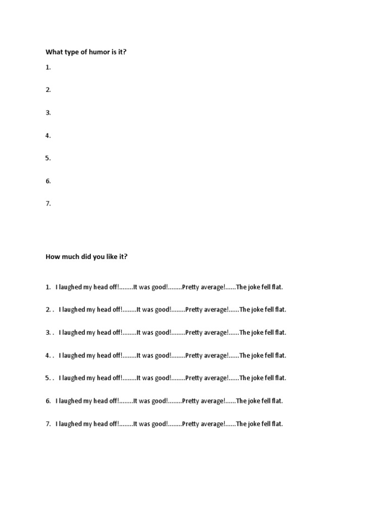 Types of Humor - Worksheet | PDF