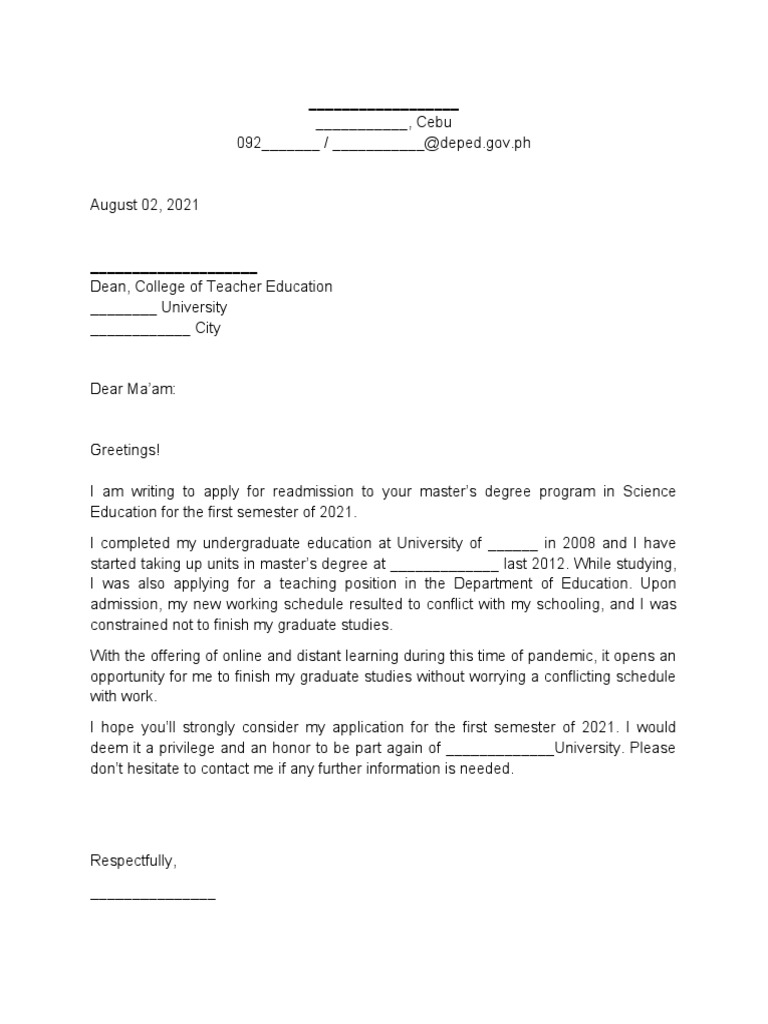 Letter of Intent - Masteral | PDF