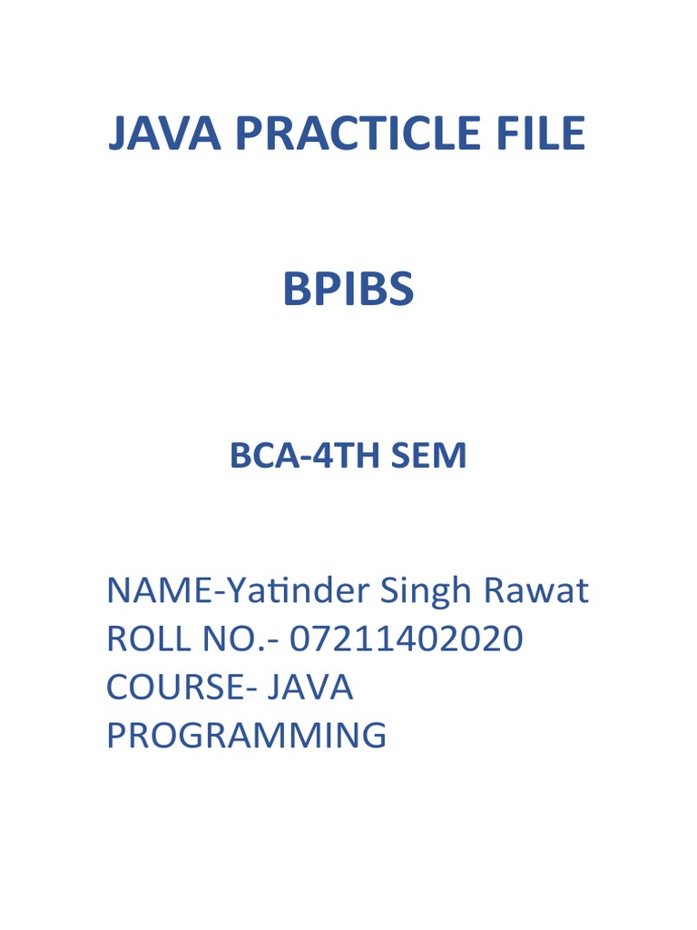 Java Practicle File Bpibs Pdf