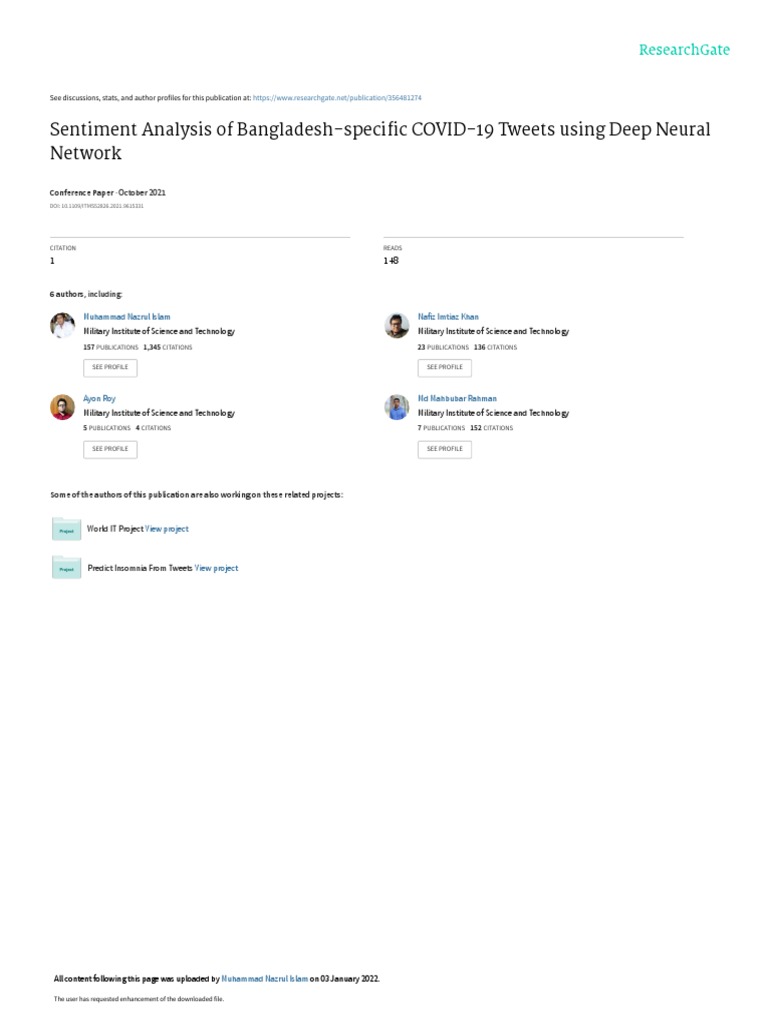 Sentiment Analysis of Bangladesh-Specific COVID-19 Tweets Using Deep ... Sentiment Analysis of Bangladesh-Specific COVID-19 Tweets Using Deep ...