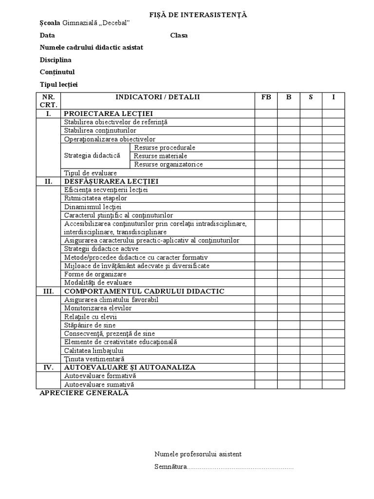 Fisa de Interasistenta-1 | PDF