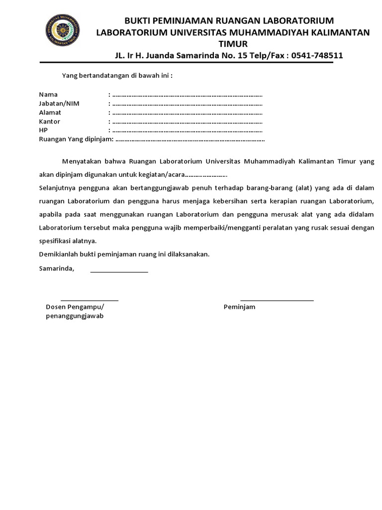 FORM PEMINJAMAN RUANG | PDF