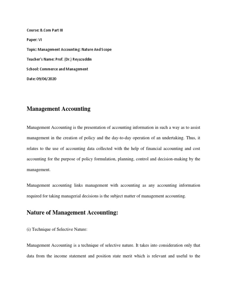 Management Accounting PDF | PDF | Management Accounting | Cost Accounting