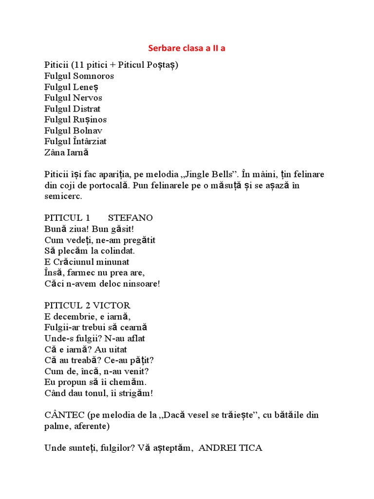 Serbare Clasa A II A | PDF