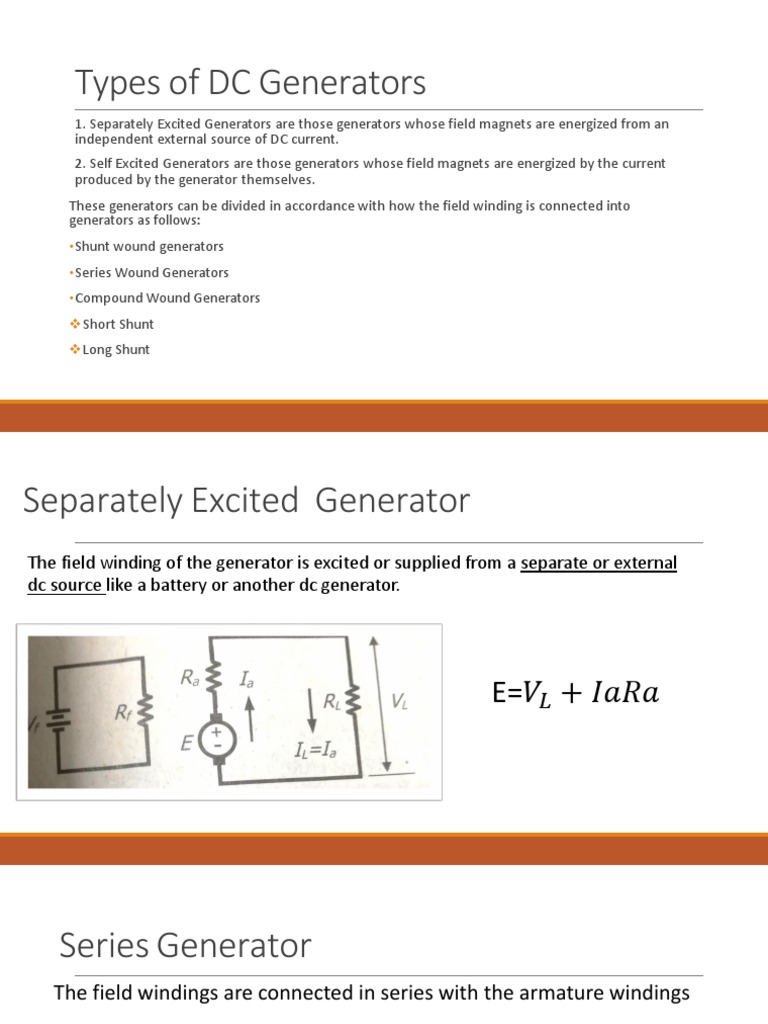 Types of DC Generators | PDF | Electric Generator | Series And Parallel ...
