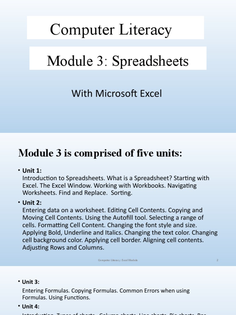 Module 4 - Spreadsheet | PDF | Microsoft Excel | Spreadsheet