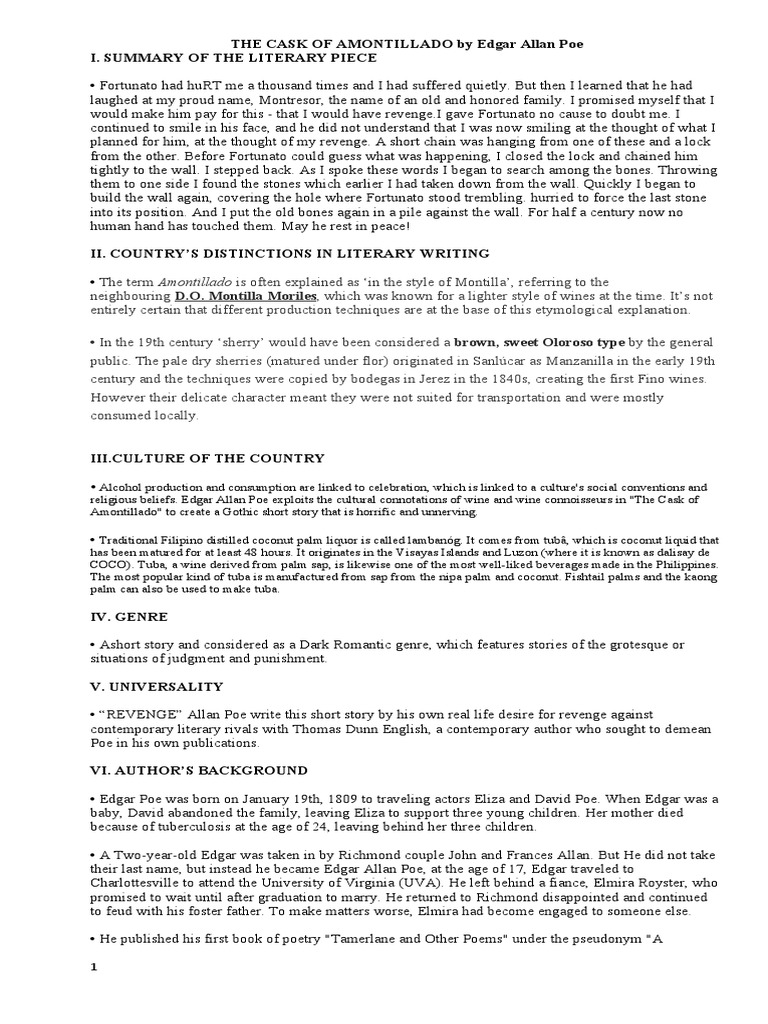 The Cask of Amontillado. | PDF | Edgar Allan Poe | Tuba