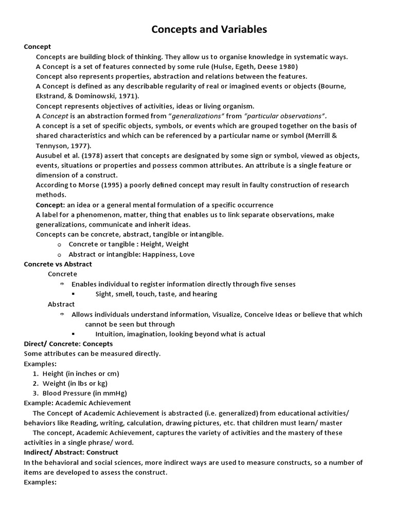 Concepts and Variables | PDF | Level Of Measurement | Categorical Variable