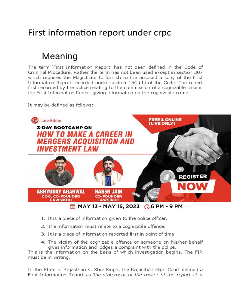 Understanding First Information Reports (FIR) | PDF | Political Law ...