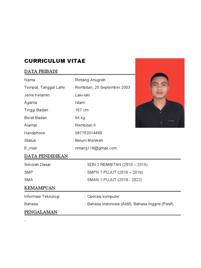CV Rintang Anugrah SMAN 1 Pujut | PDF