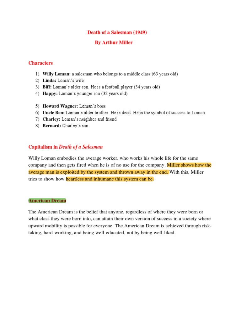 Death of A Salesman (Analysis) | PDF