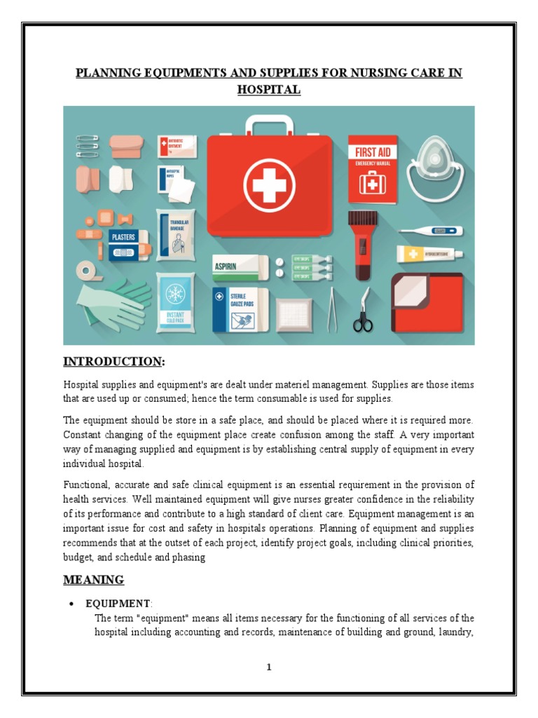 Planning Equipment and Supplies in Nursing Care Unit and Hospital | PDF ...