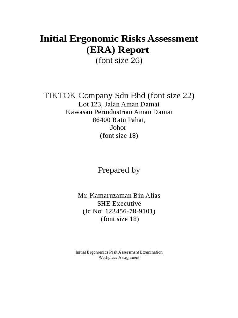 Initial ERA Report Template | Download Free PDF | Anatomical Terms Of Motion | Human Factors And ...