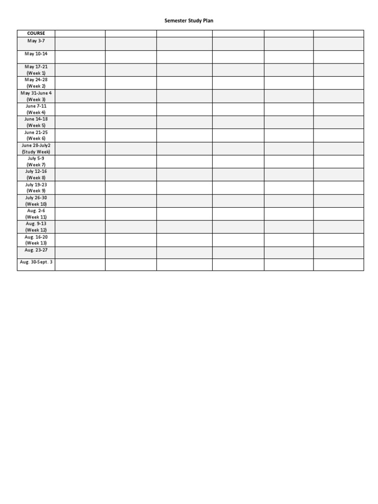 Study Plan Template 09 | PDF
