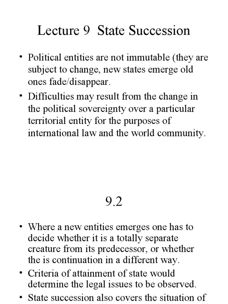 1235820854lecture 9 State Succession | PDF | Treaty | Sovereignty