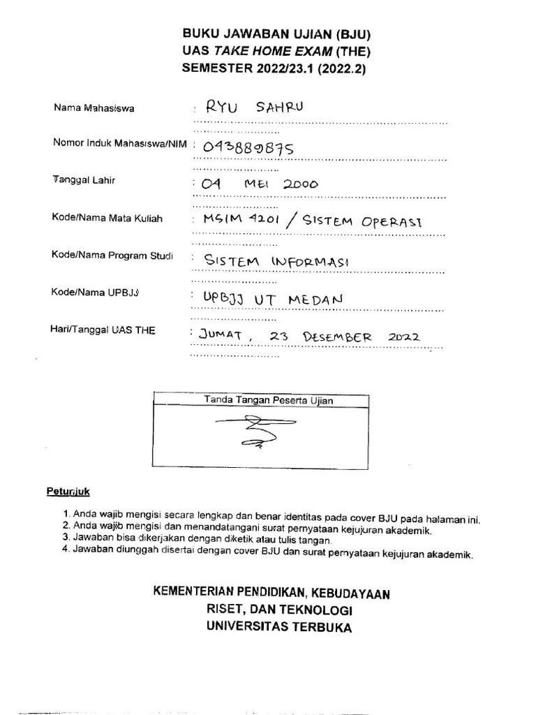BJU - Umum - MSIM4201 - Sistem Operasi | PDF