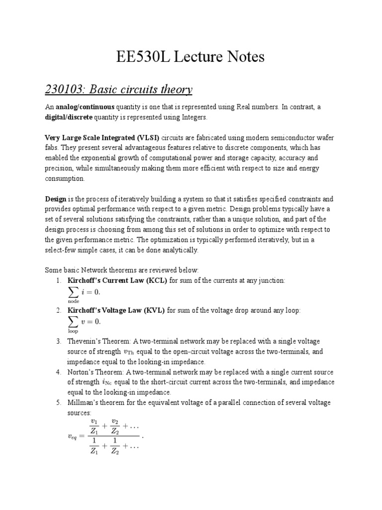 Lecture Notes | Download Free PDF | Mosfet | Field Effect Transistor