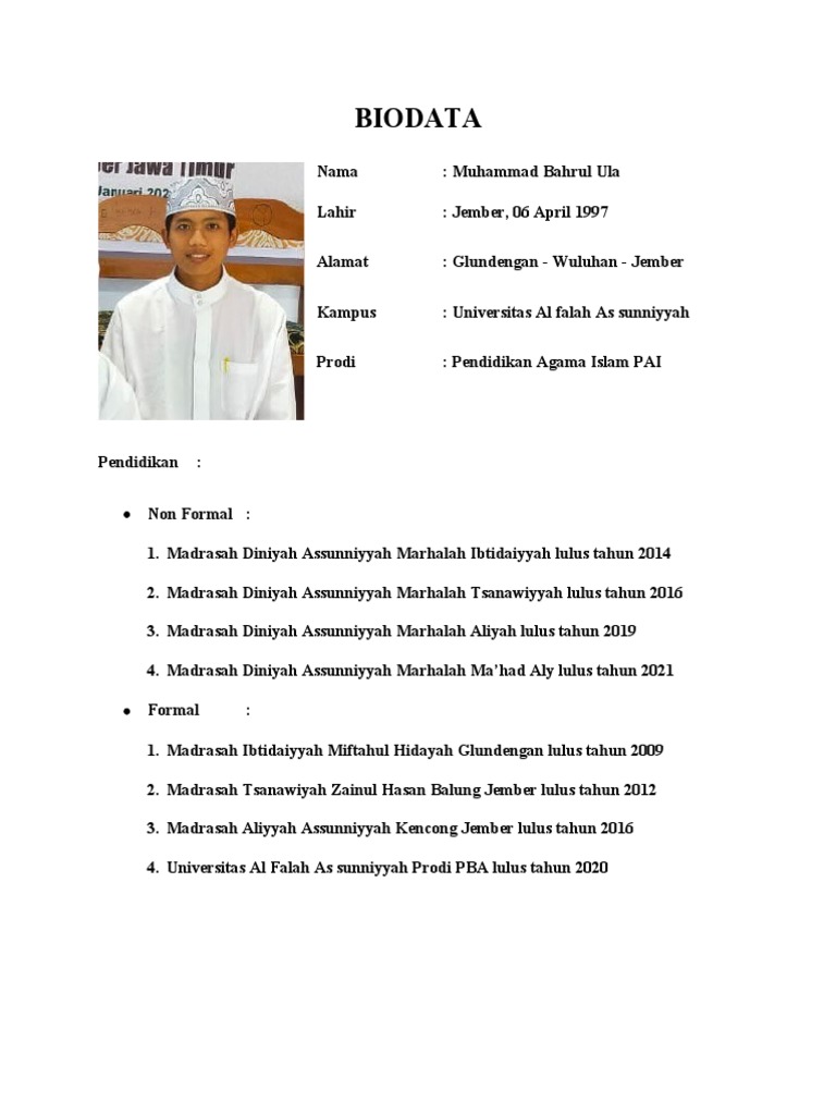 Biodata Diri | PDF
