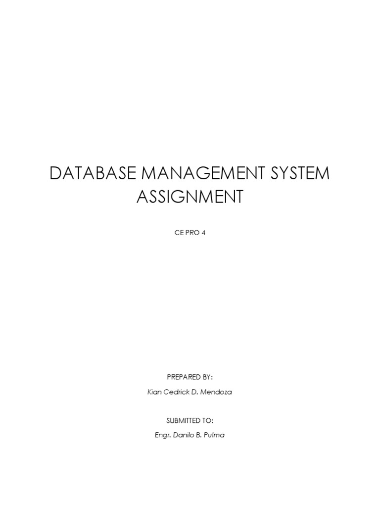 Dbms Assignment Mendoza Bsce 4a Pdf Databases Computing 