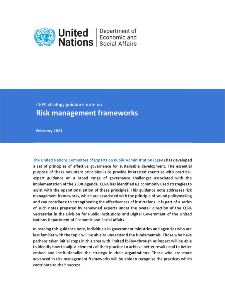 Strategy Note Risk Management Frameworks Mar 2021 PDF | PDF | Risk ...