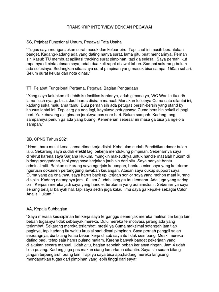 Transkrip Interview Dengan Pegawai | PDF