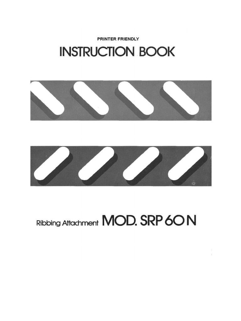 Silver Reed Knitmaster srp-60n Ribber Manual | PDF