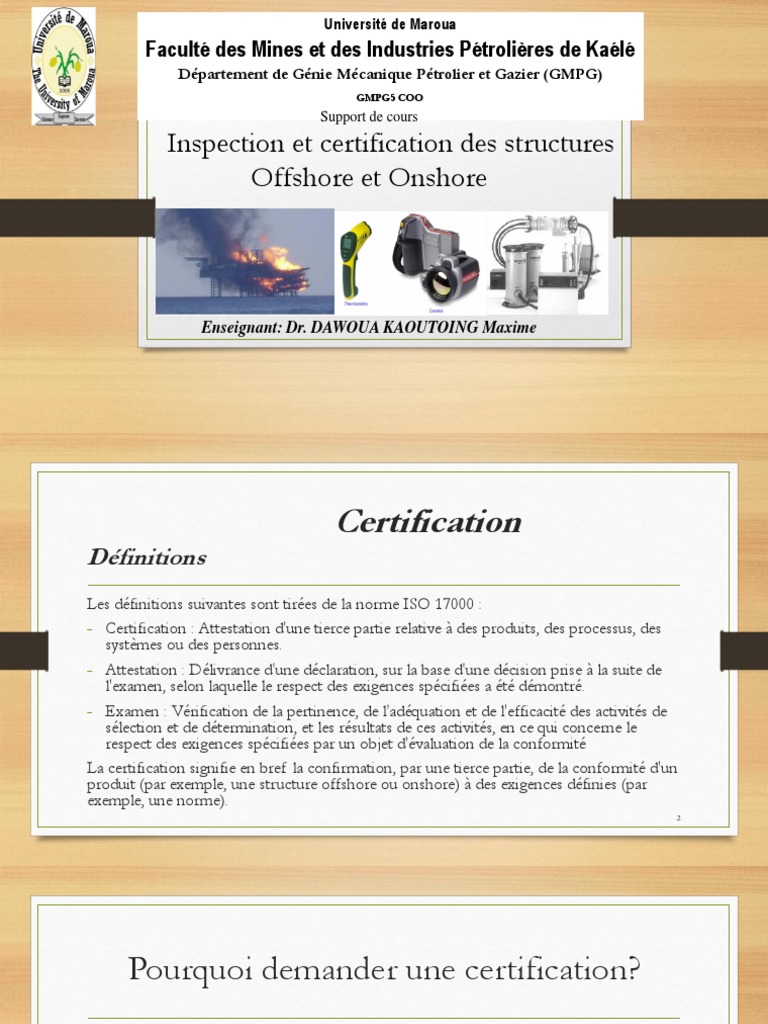 Cours Insp Cert. Struct Onshore - Offshore 2021-2022 Partie 2 Certification | PDF