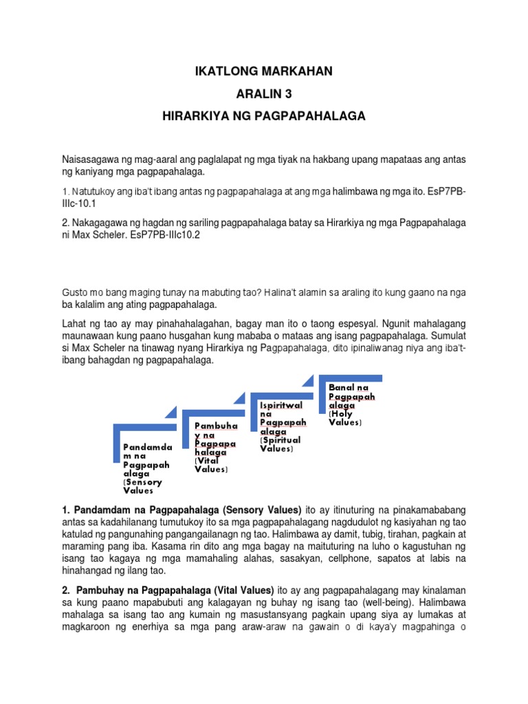 Hirarkiya NG Pagpapahalaga | PDF