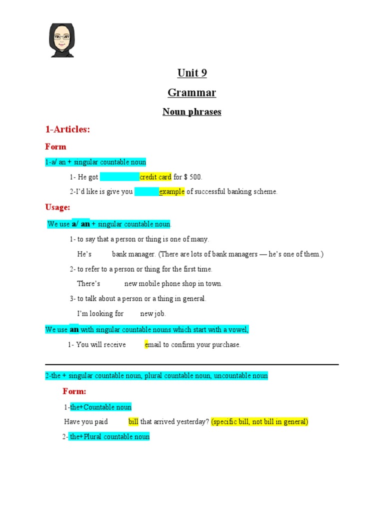 Unit 9-Noun phrases-QU | PDF | Noun | Grammatical Number