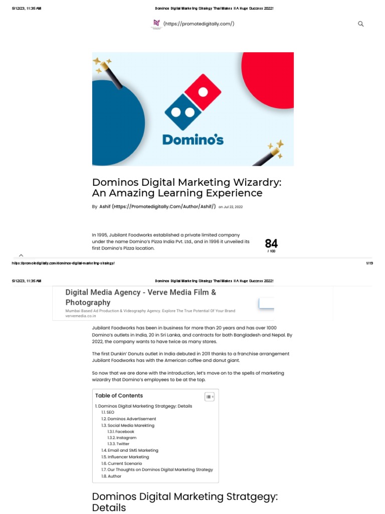 Dominos Digital Marketing Strategy That Makes It A Huge Success 2022! PDF | PDF