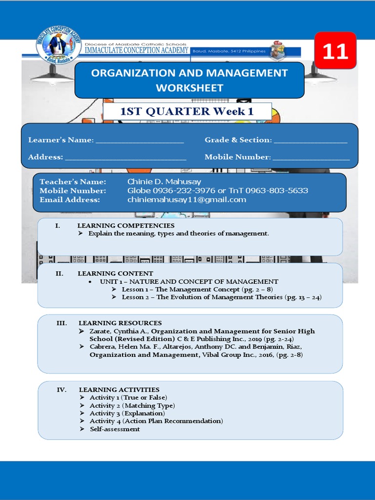 Concept of Managment Worksheet 1 Org. & Mgt. | PDF | System | Theory