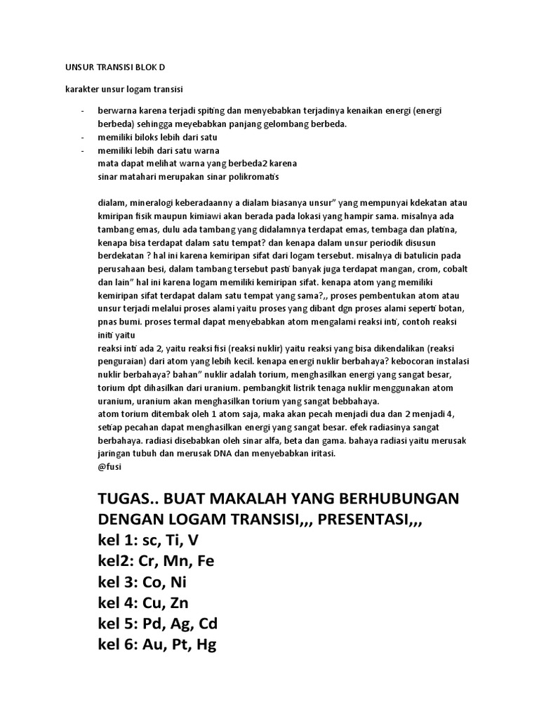 Unsur Transisi Blok D | PDF