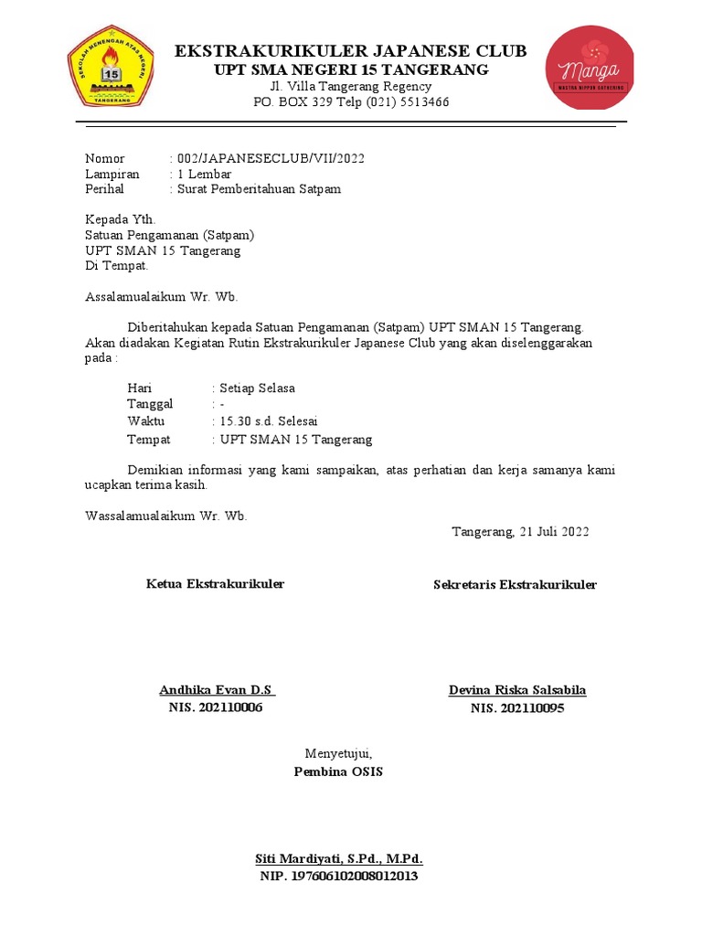 Surat Pemberitahuan Satpam | PDF